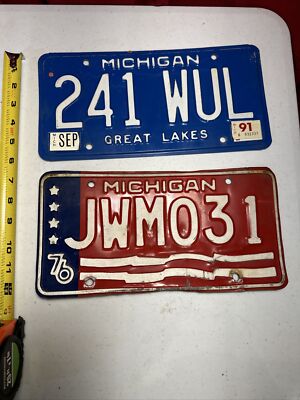 2 License Plate Michigan 1976 1991 A114 | eBay