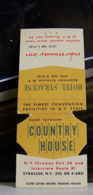 Rare Vintage Matchbook Cover F4 Syracuse New York Country House ...