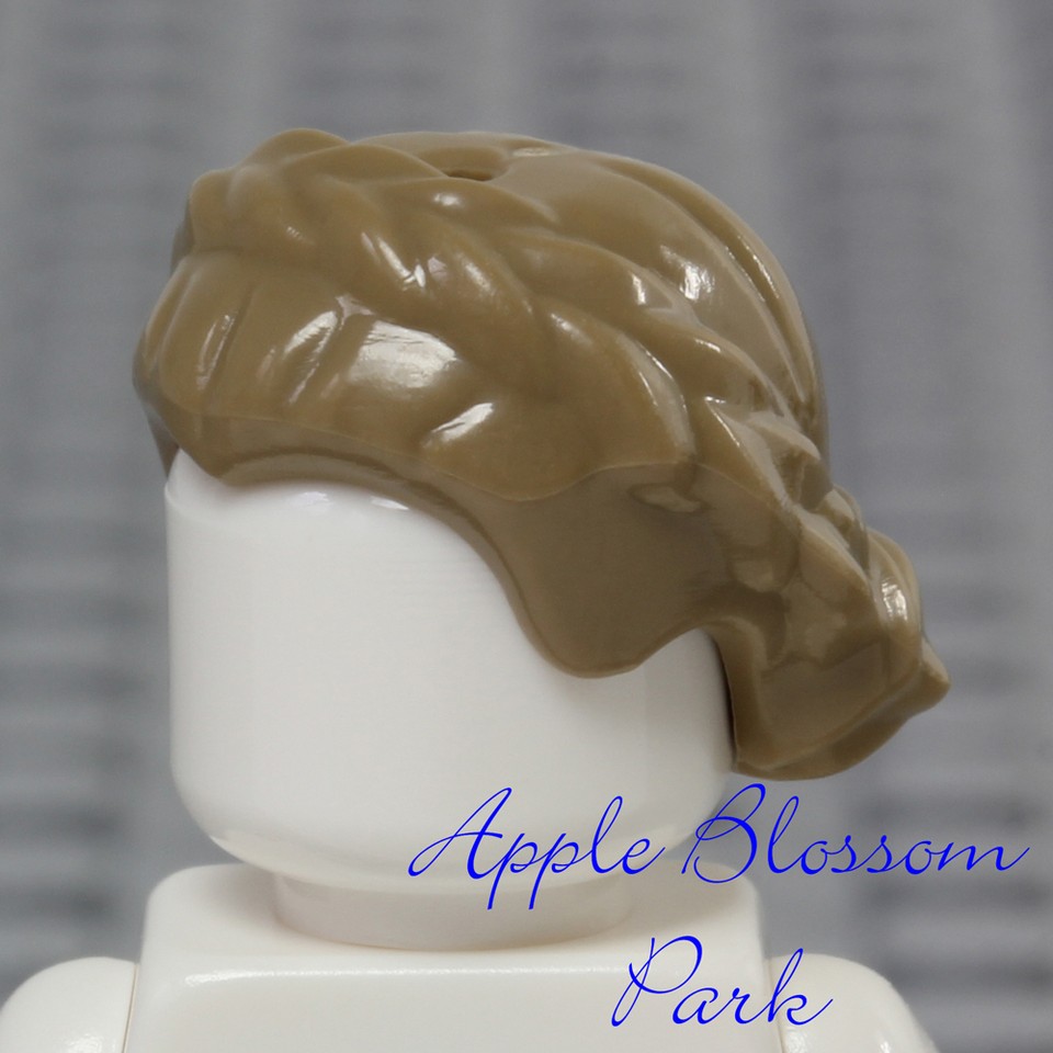 NEW Lego Female Dark TAN MINIFIG HAIR - Short Bride Braid Bun Grandma ...