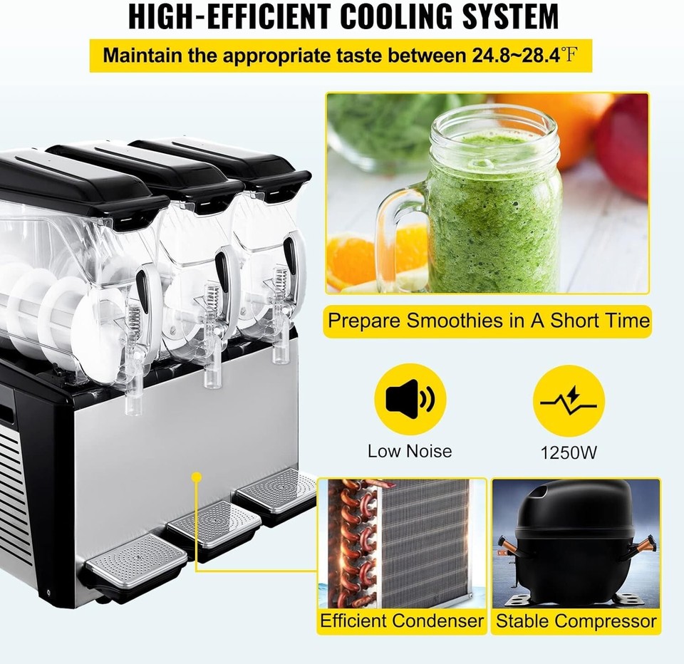 Slush Frozen Drink Machine, 10LX3 Tanks Commercial Slushy Machine ...
