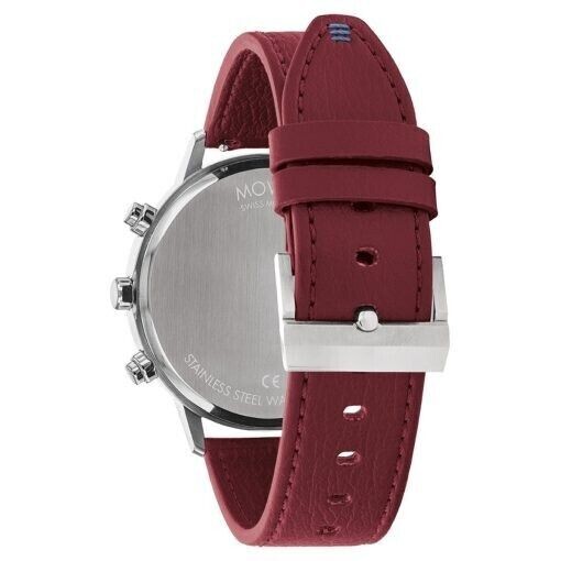 MOVADO BOLD 3640102 RED CHRONOGRAPH DIAL RED LEATHER STRAP MENS WATCH ...