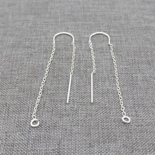 2prs of 925 Sterling Silver U Earring Threaders w/ Ring Cable Chain Ear ...