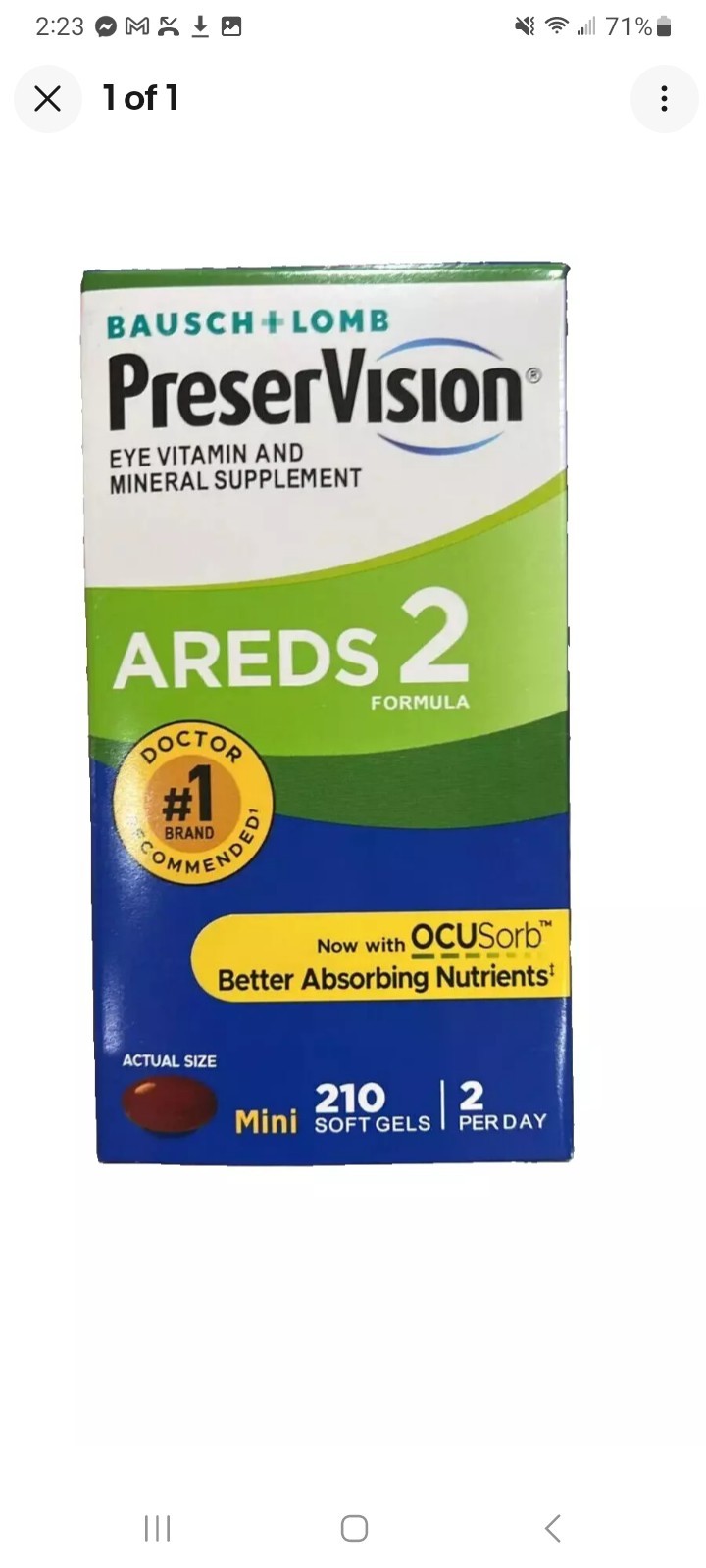Bausch+Lomb Pervision Areds 2 Formula 210 Caps | eBay