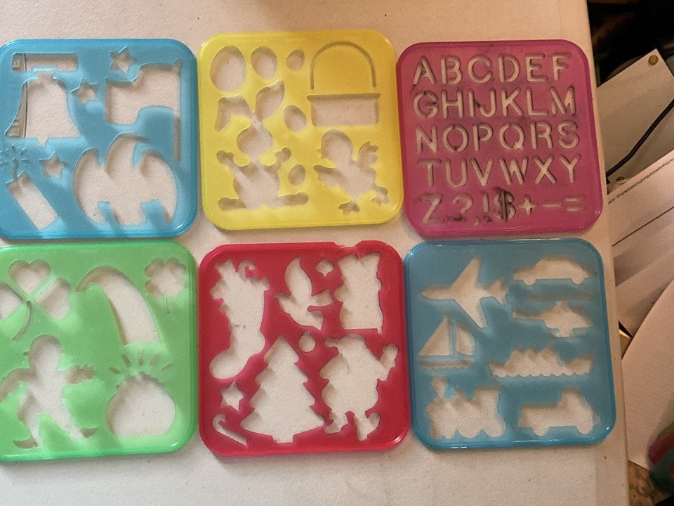 Tupperware Tuppertoys Stencil Art Set 18 Stencils in Yellow Sturdy ...