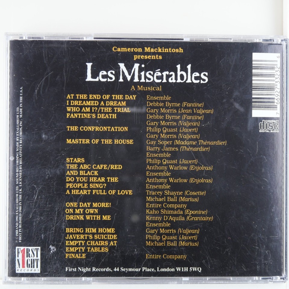 Les Miserables Highlights Symphonic Cast Recording CD 1991 Soundtrack ...