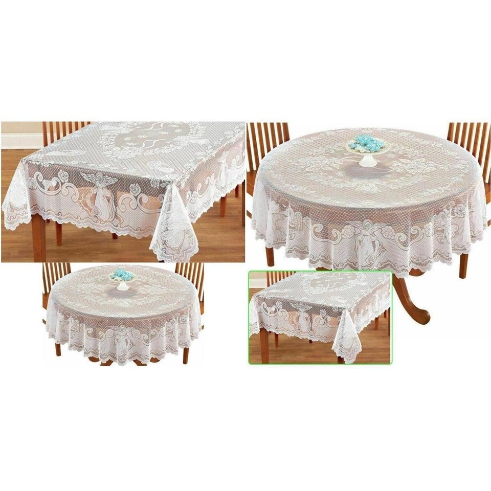 Tablecloth White Holiday Lace Parties Party Rectangle/Round Table Cover ...