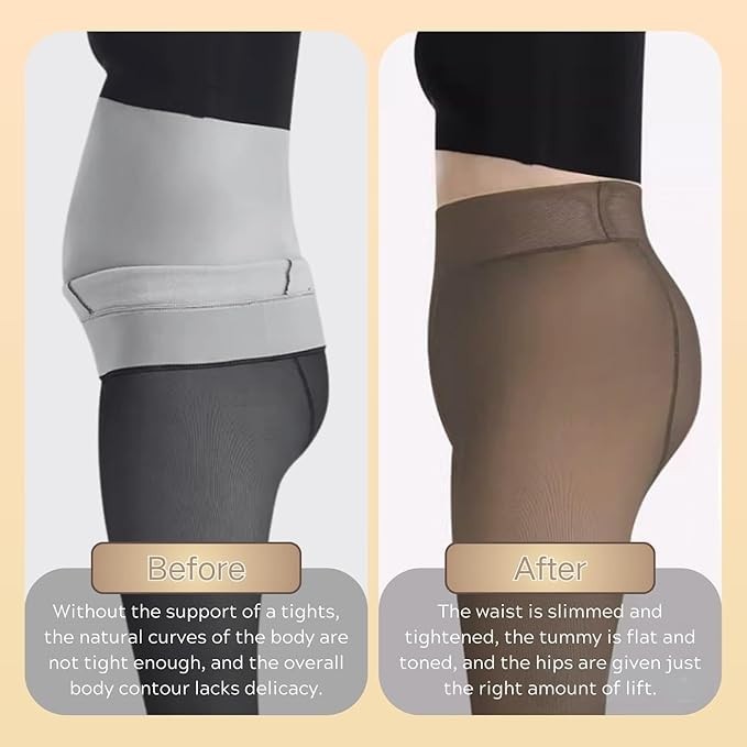 US Women Thermal Lined Translucent Pantyhose Winter Warm Fleece Tights ...