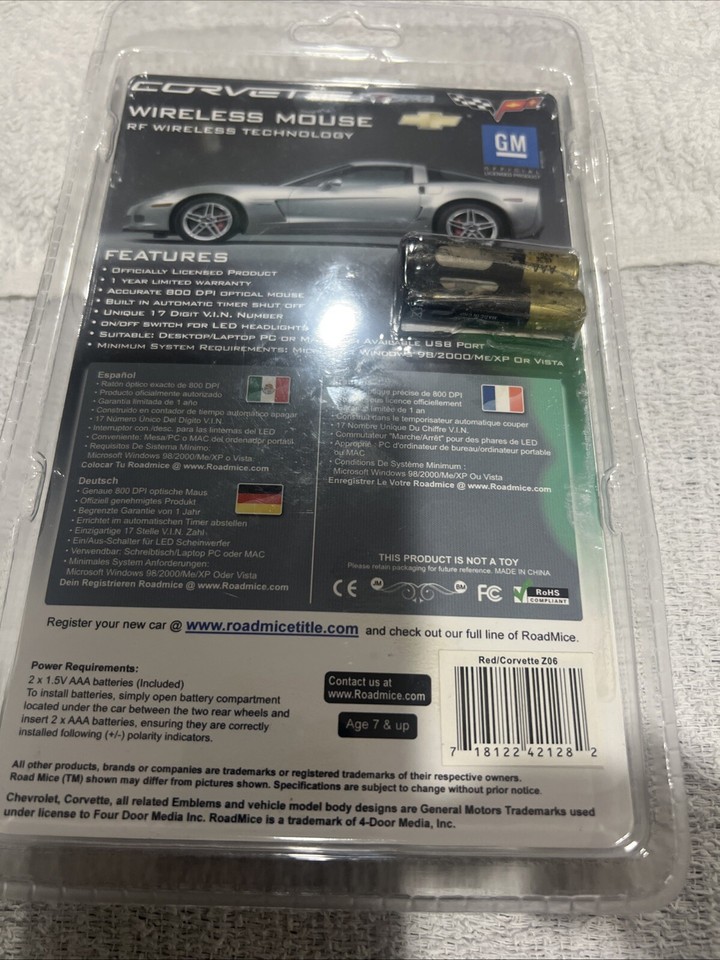 The Original Road Mice Computer Mouse Red Corvette Z06 Wireless GM ...