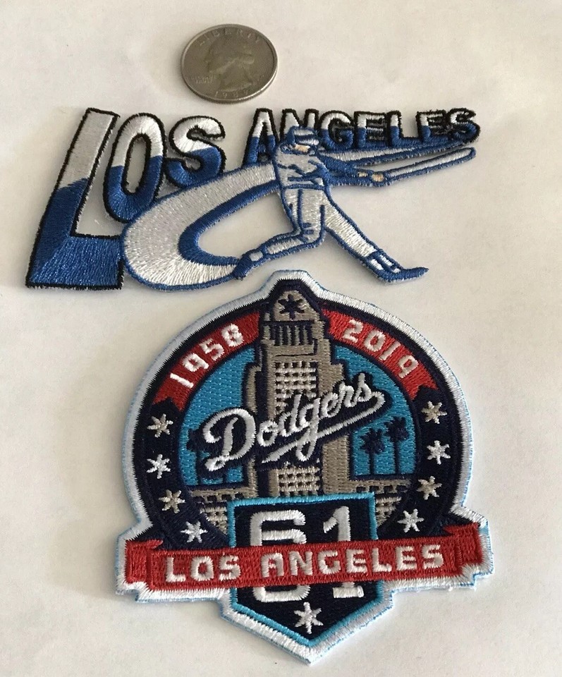 2-Los Angeles Dodgers Rare embroidered iron on patches 4”x 4” & 4.25”x ...