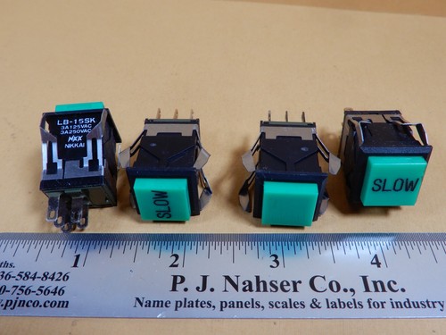 NKK Green Momentary SPDT Push Button Switches Qty 4 NOS No Bulbs LB ...