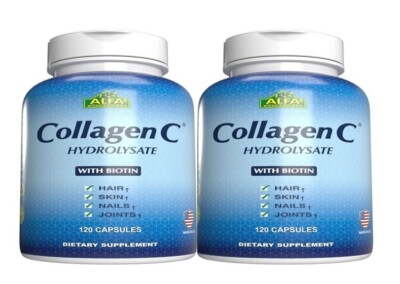 2 Hydrolized Collagen 1000MG Vitamin C 120 CAPS hidrolizado fort ...