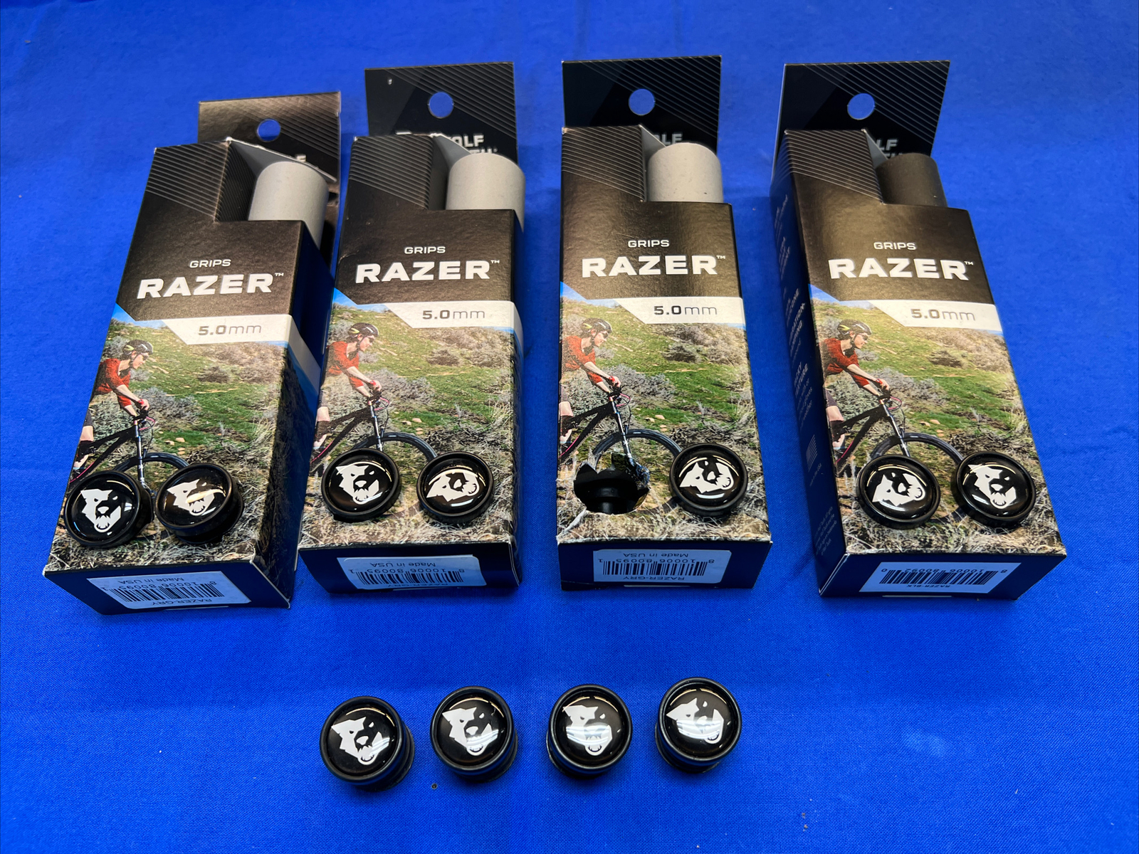 Four (4) Wolf Tooth Razer 5.0 mm Silicone Foam Bike Grips Colors Gray ...