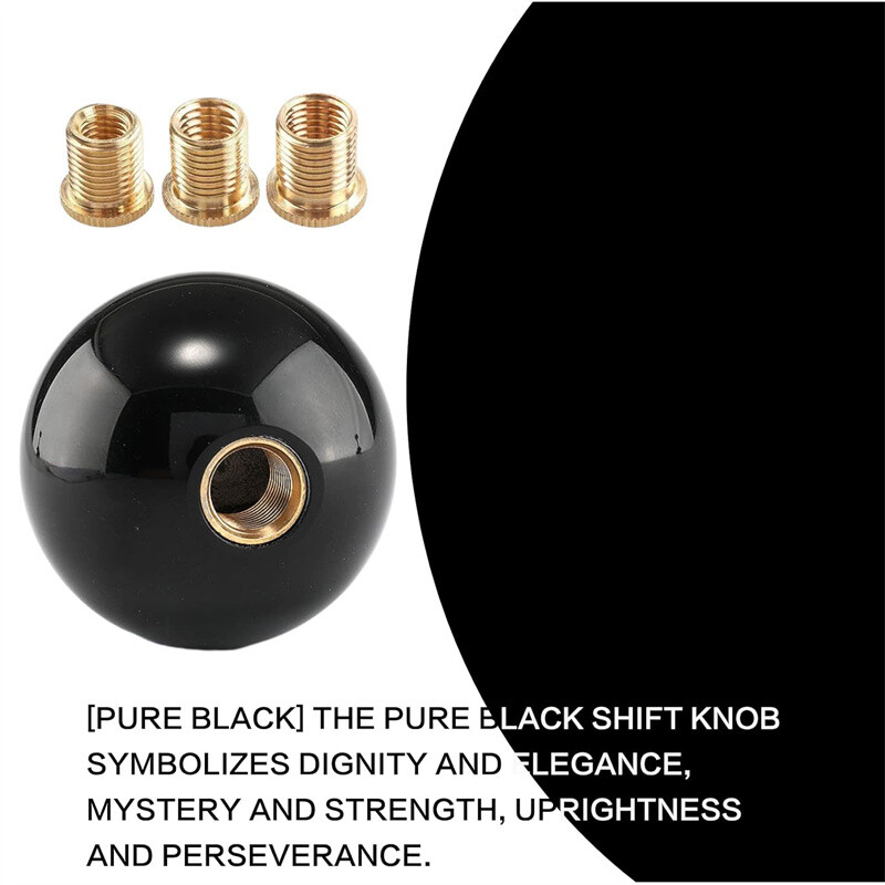 Black Round Ball Shift Knob Acrylic Universal Gear Shifter Head with 3 ...