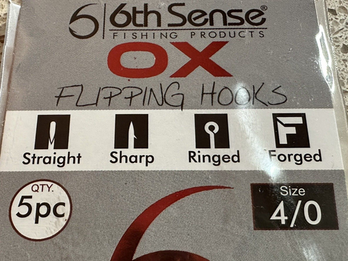 Lot of 4, 6th Sense OX Flippin Hooks 4/0 Bass Flipping Hook 5pc per ...