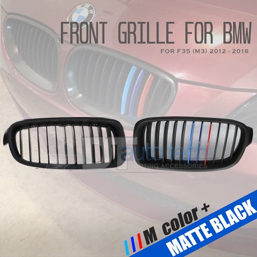 ///M Color BMW 12-16 F30 3 Series 4D Matte Black Front Kidney Grille ...