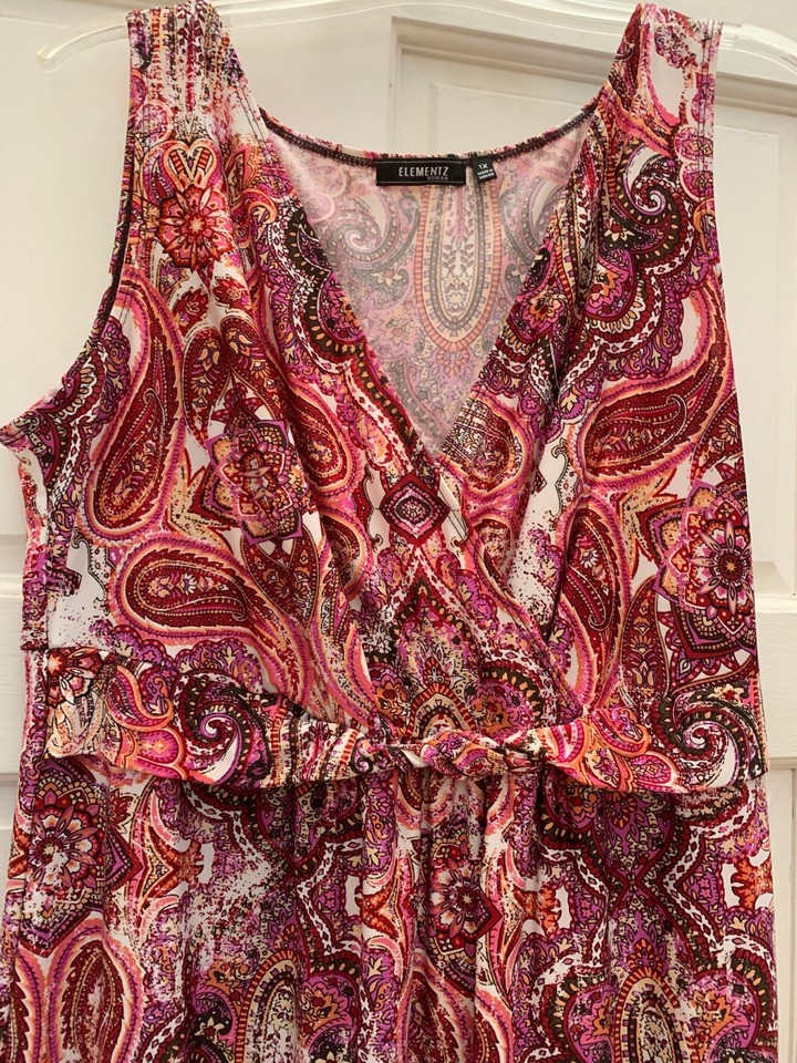 EUC Elementz Woman Paisley Print Maxi Dress size 1X | eBay