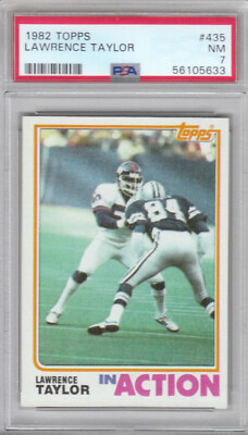 1982 Topps Football Giants Lawrence Taylor RC In Action Card #435 PSA 7 ...