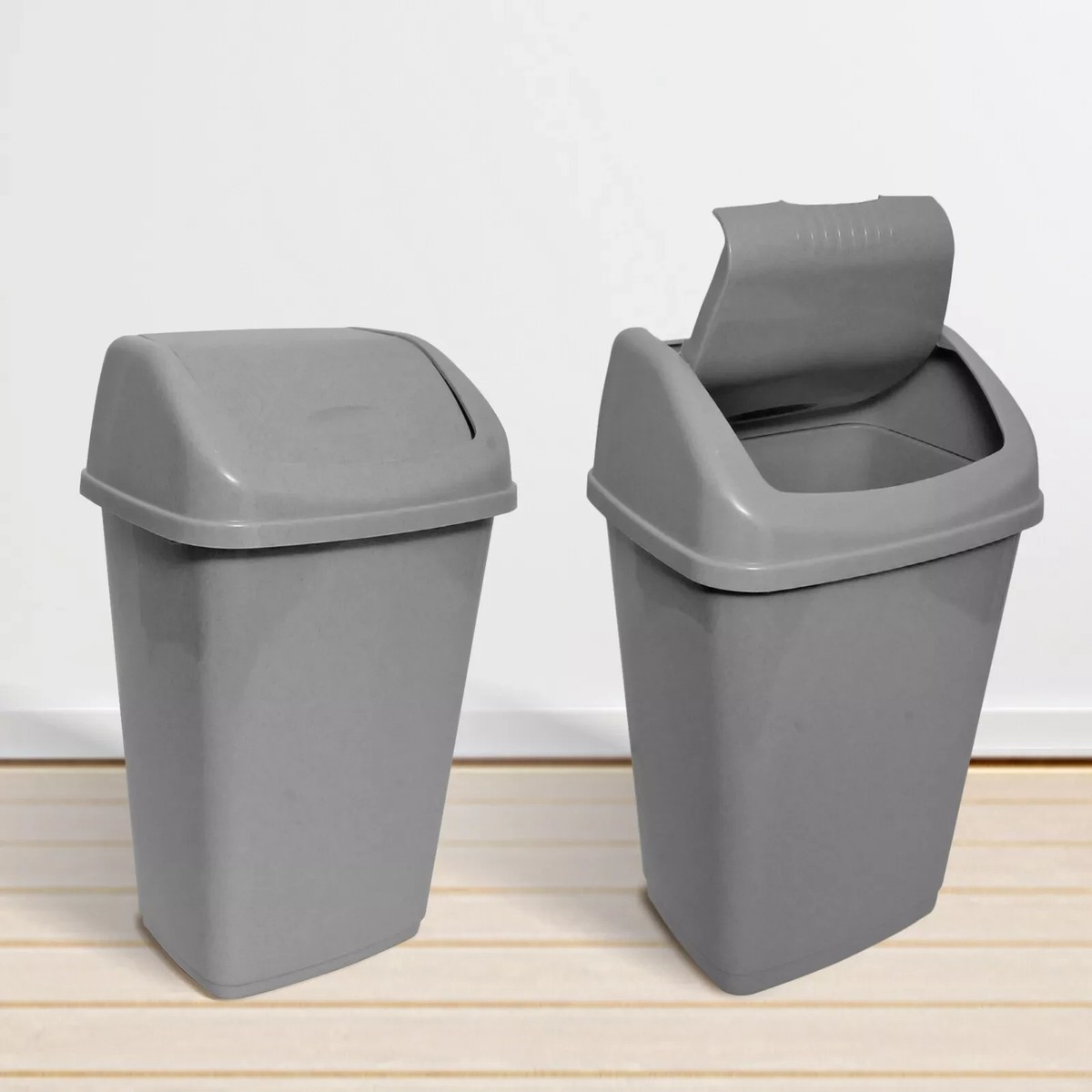 Swing Top Recycling Bins Wham High Grade 50Lt Plastic Silver Sage Flip ...