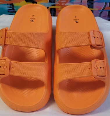 TU Ladies Orange Double Strap Chunky Pool Sliders size 6 NEW | eBay UK