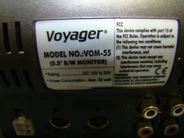 Voyager VOM-55 B/W RV Monitor USED