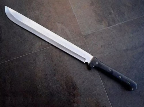 Custom Handmade 25-in D2 Steel Hunting Machete/Short Sword with Leather ...