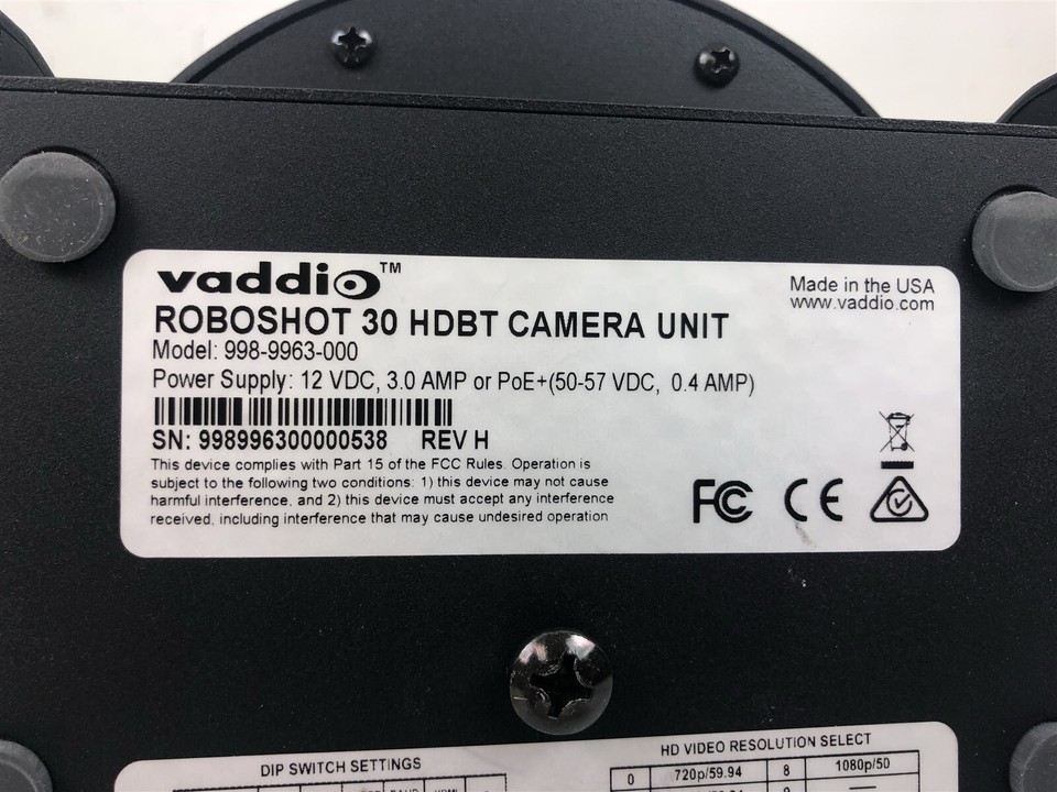 Vaddio RoboSHOT 30 HDBT Video Conference Camera Unit (998-9963-000) | eBay