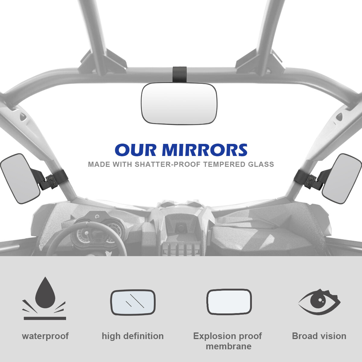 WEISEN UTV Side View Rear Center Mirrors Set For CFMOTO ZFORCE 500 800 ...
