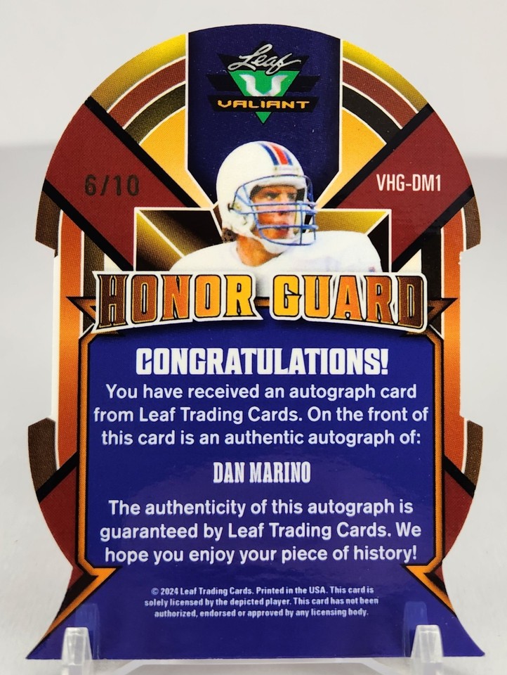 2024 Leaf Eclectic Dan Marino Valiant Honor Guard Prismatic Silver Auto ...