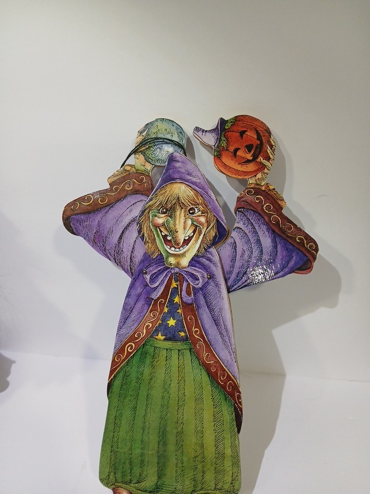 Vintage Halloween Fortune Teller Witch Pull Puppet!! Thick Cardboard | eBay