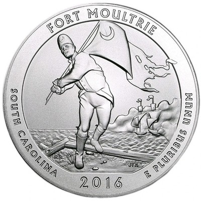 2016 P 5 Oz ATB Fort Moultrie Burnished America the Beautiful Coin .999 ...