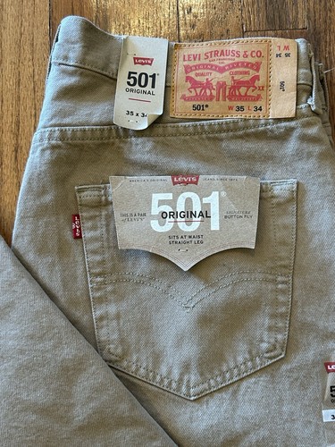 Levis 501 Original Fit Jeans Mens 35/34 Tan/Khaki NWT | eBay