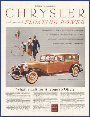Vintage 1932 CHRYSLER Sedan Floating Power Automobile Motor Car 1930's ...