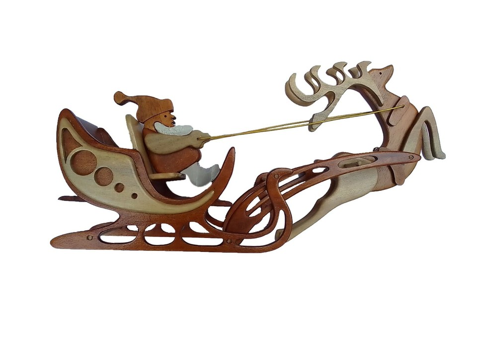 Wooden Santa Christmas Cart Claus Xmas Ornament Home Decor Gift New ...
