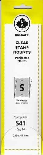 Uni-Safe Prinz S41 Top Opening Stamp Mounts: 41 mm - 20 Clear strips ...