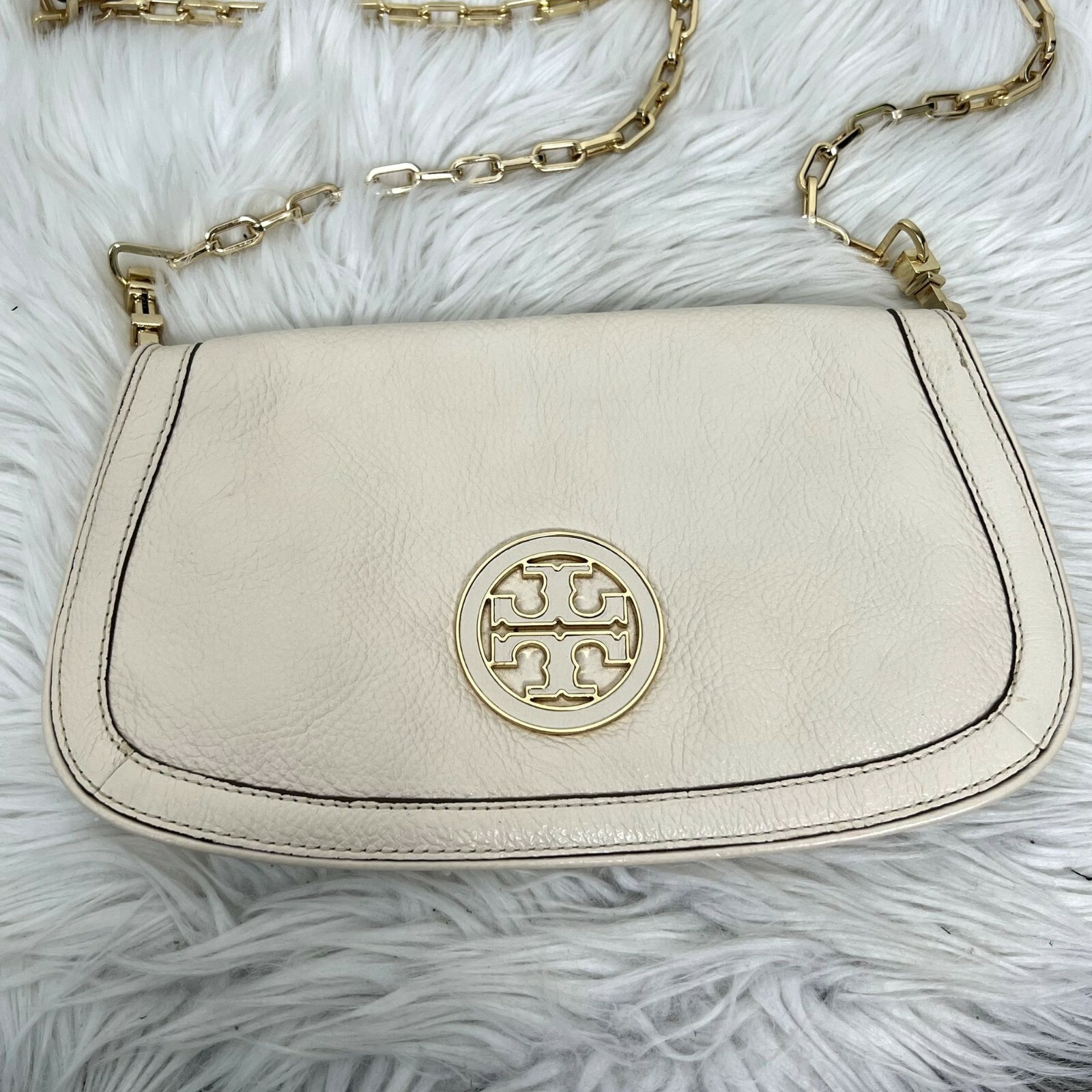 Tory Burch Amanda Logo Clutch Crossbody Bag Purse Ivo… - Gem
