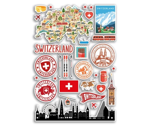 A4 Sticker Sheet Switzerland Vinyl Stickers - Holiday Landmarks Travel ...
