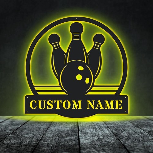Personalized Bowling Metal Sign With Led Lights, Bowling Metal Sign ...