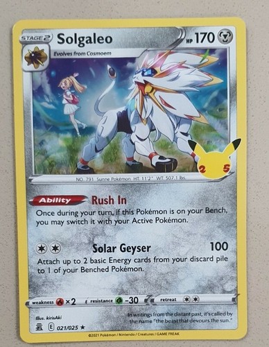Solgaleo 21/25 - 25 year Celebrations Set *NM* *Pack Fresh* Pokemon ...