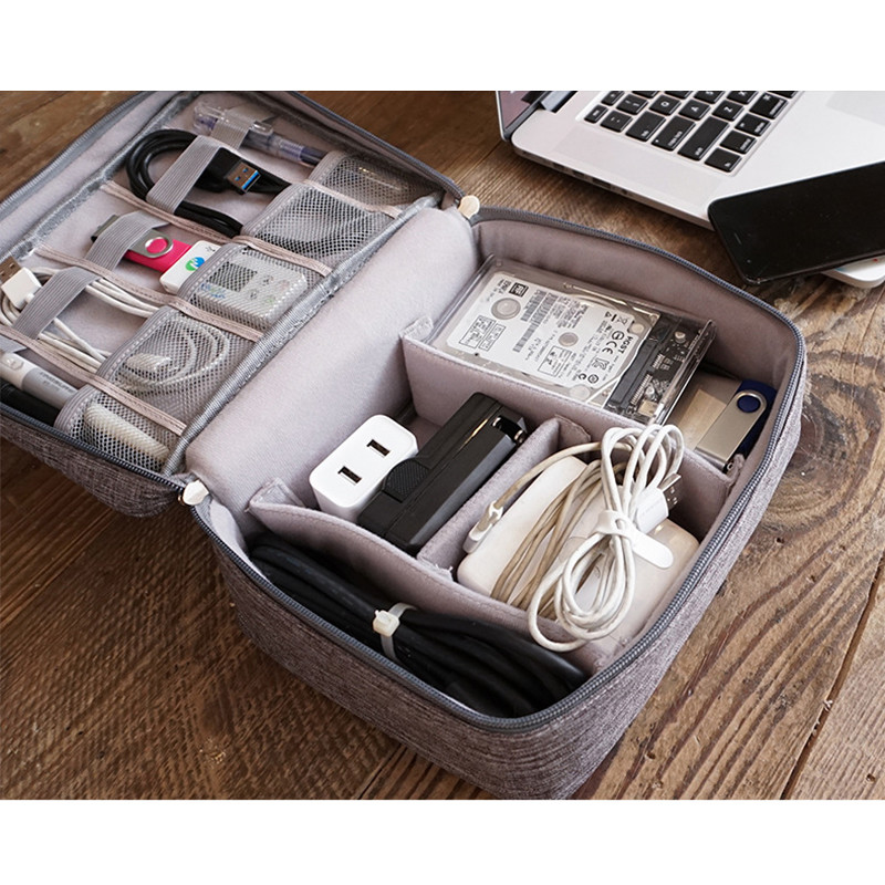 Electronics Accessories Organizer Travel Storage Hand Bag Cable USB ...