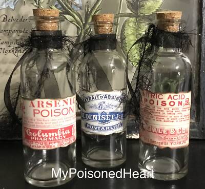 Set 3 Lg. 7” Poison Elixir Halloween Poison Potion Bottles | eBay