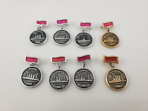 Set of 8 Vintage Russian Soviet Union 1905-1923 Navy Ships Lapel Pins ...