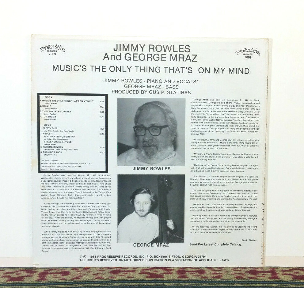 Jimmy Rowles, George Mraz: Music's The Only Thing On My Mind, JAZZ, LP ...