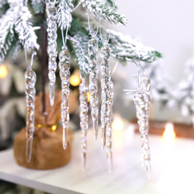 Christmas Tree Clear Glass Icicle Ornaments Decoration Xmas Home Decor Set Of 24 | eBay