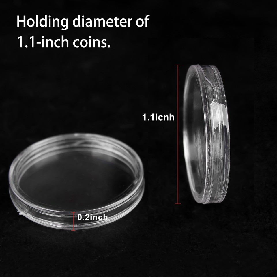 100Pcs 30mm Coin Capsule Container Storage Box Holder Case Clear Round ...