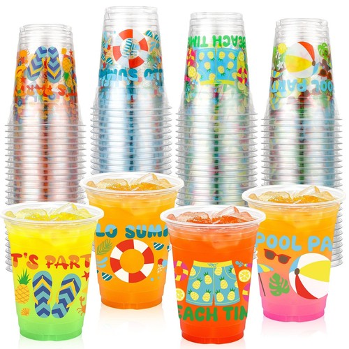 100 Pcs Summer Plastic Cups, Beach Party Favors Goodie Cups, Pool ...