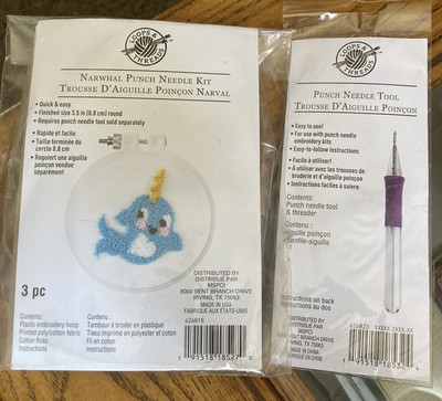 Loops & Threads Punch Needle Kit - Narwhal - New & Punch Needle Tool ...