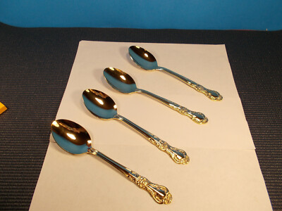 Cambridge Stainless Flatware Gold Alyssa Pattern 4 Place/Oval Soup ...