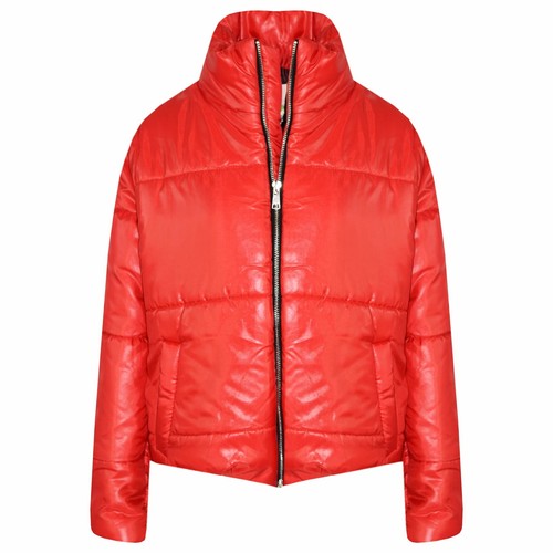 Kids Girls Wetlook Cropped Red Jacket Padded Quilted Puffer Jackets ...