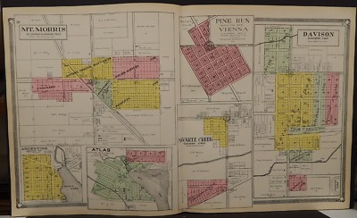 Michigan Genesee County Map Mt. Morris Davison Atlas 1907 Double Page ...