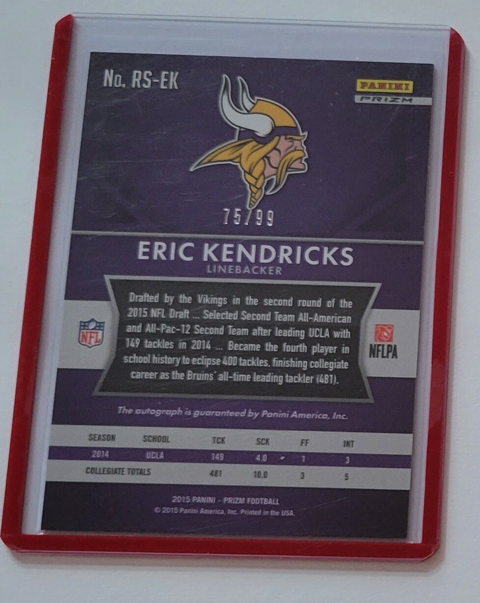 Eric Kendricks 2015 Panini Prizm Rookie Signatures Red Power Prizm /99 ...